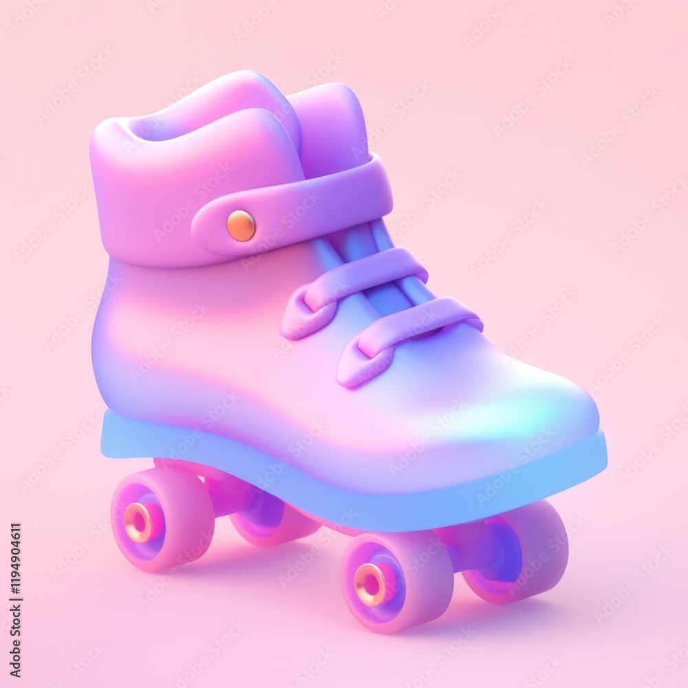 roller skates. roller skates in neon design. Pink and blue gradient ...