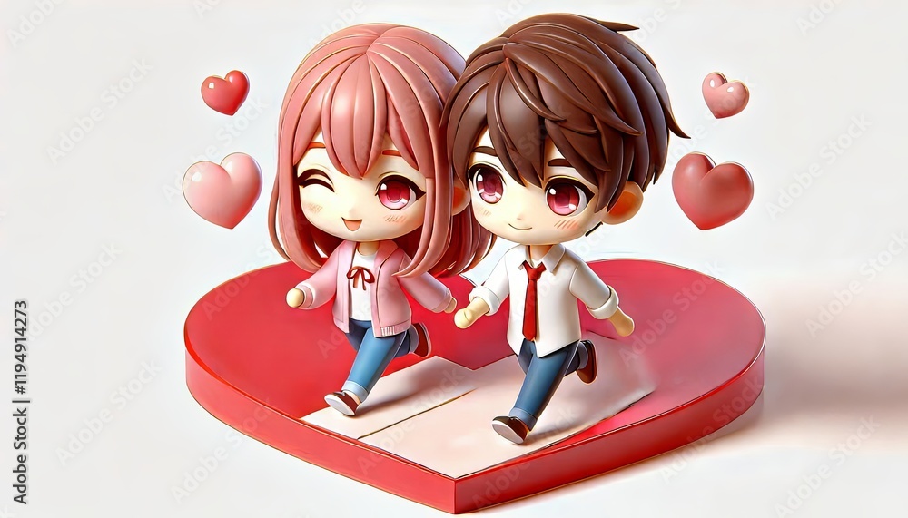 smooth d render with rounded edges raytracing of kawaii chibi anime ...