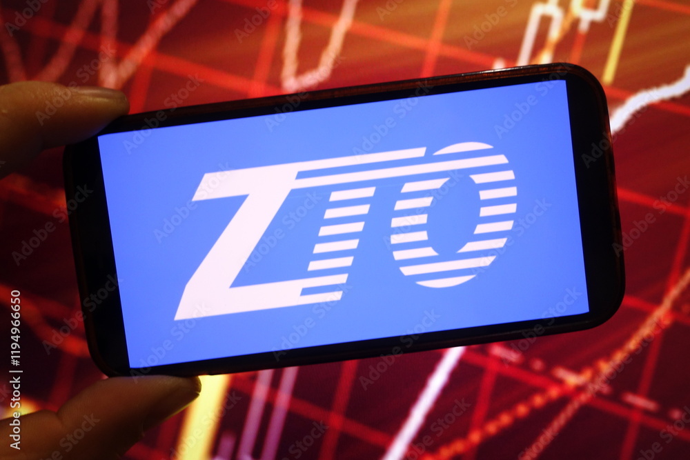 Konskie, Poland - January 06, 2025: ZTO Express company logo displayed ...