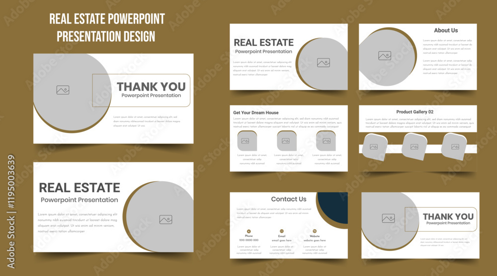 Vector PowerPoint real Estate presentation slides editable layout used ...