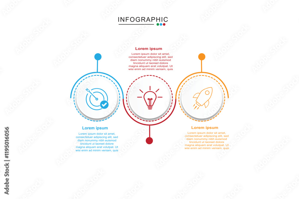 Infographic Venn diagram chart template for business 3 parts, options ...
