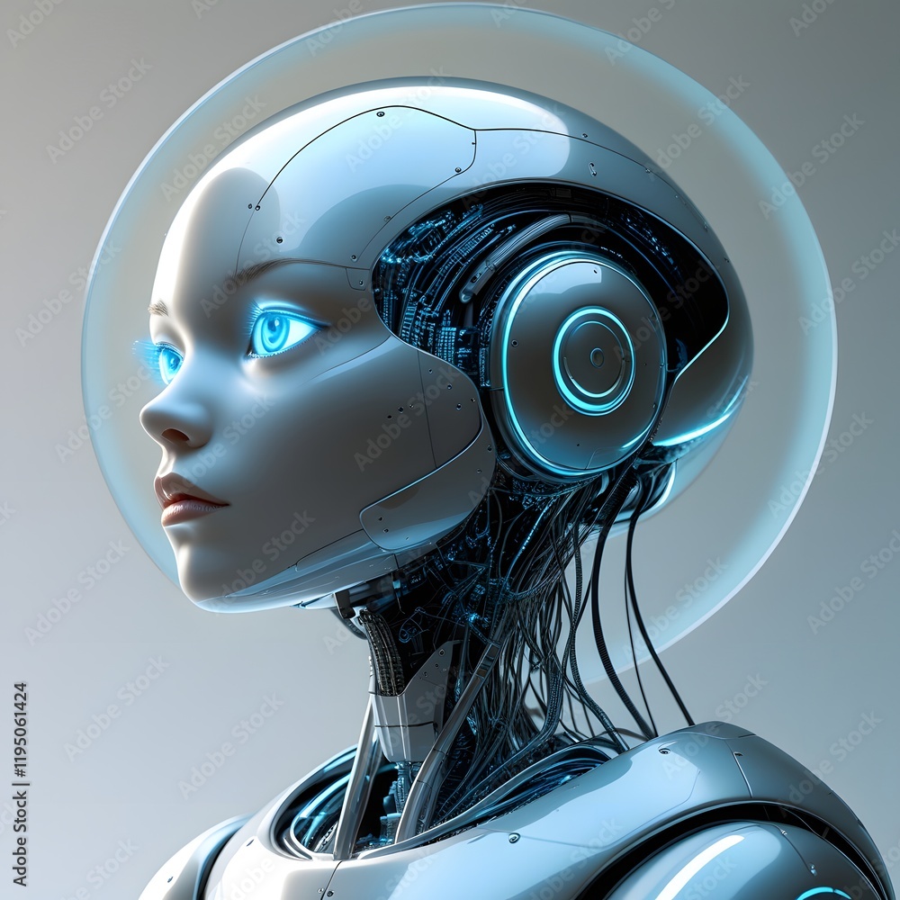 ai robot thinking, side view, isolated Stock Photo | Adobe Stock