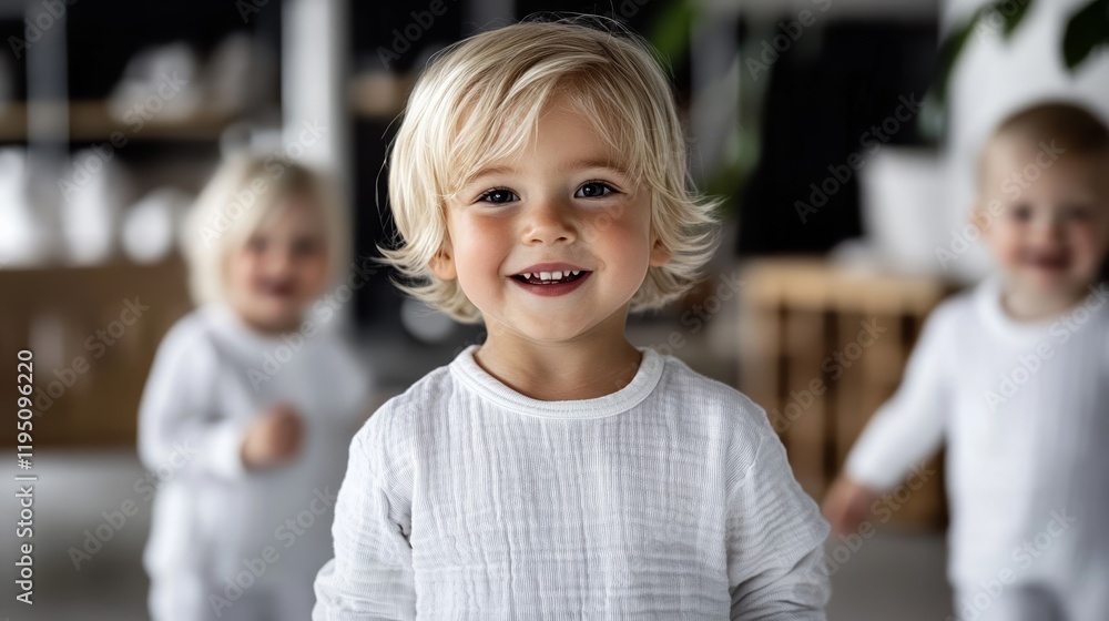 Elegant Group of toddlers dancing in a bright playroom their giggles ...
