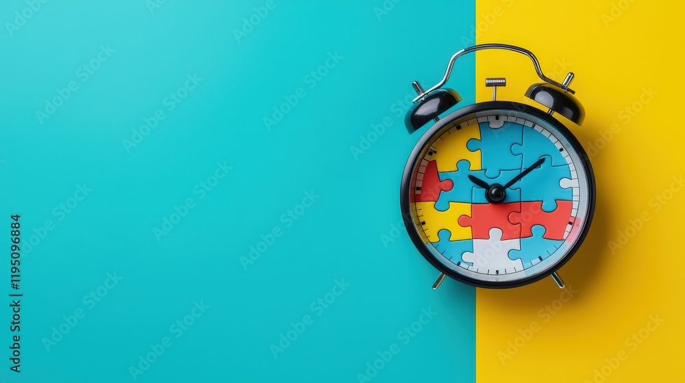 Clock with puzzle pieces as its numbers, symbolizing logic and timing ...