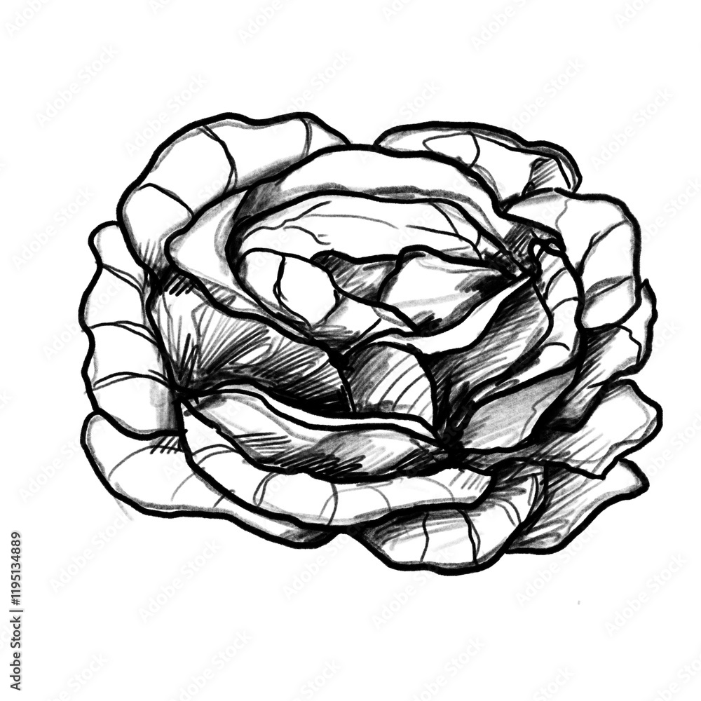 Salad, lettuce, cabbage, Vegetables, Hand-drawn pencil/colored pencil ...