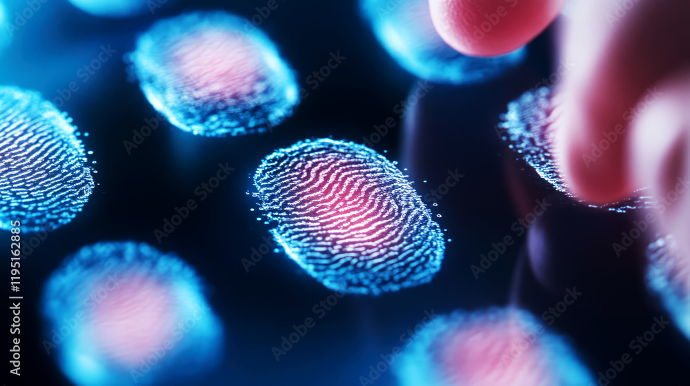 Forensic expert analyzing fingerprints crime scene digital image ...