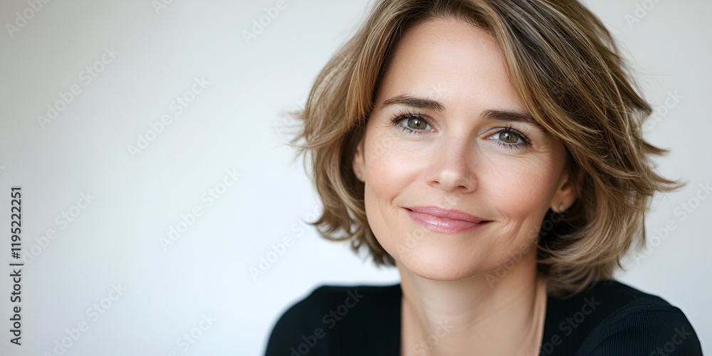 Confident and Radiant: A portrait of a beautiful woman with warm ...