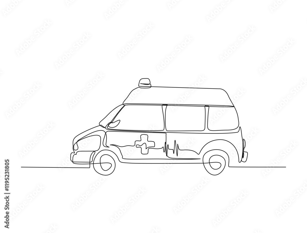 Vector de Stock Continuous one line drawing of ambulance - hospital ...