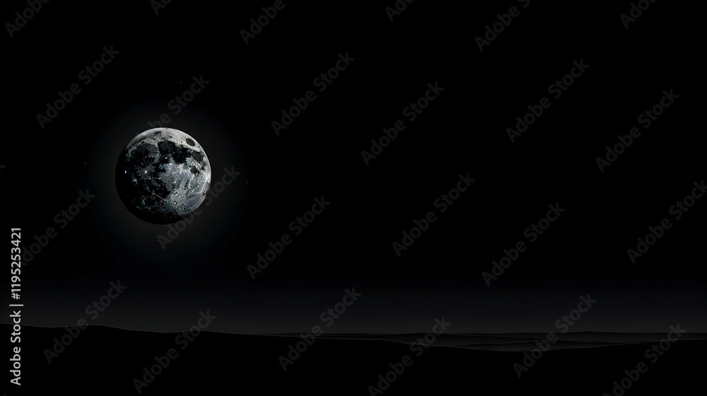 Dark minimalist desktop wallpaper with glowing moon design, reflecting ...