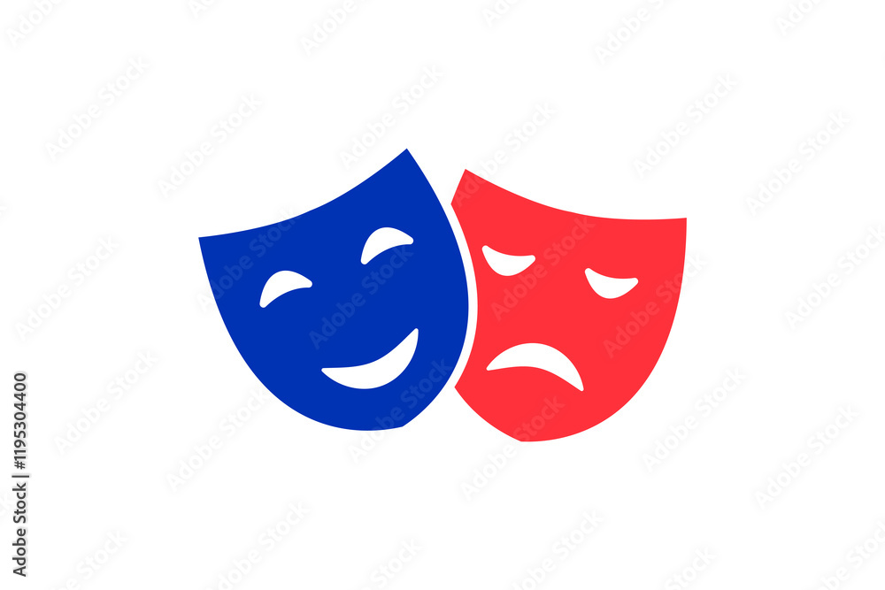 Masquerade vector icons. Theater masks icon. Comic and tragic mask icon ...
