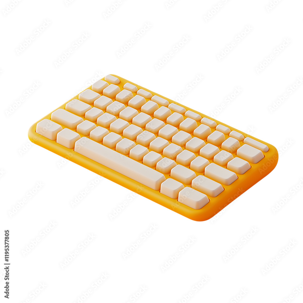 Cute Yellow Keyboard: A 3D Render of a Compact and Colorful Keyboard ...