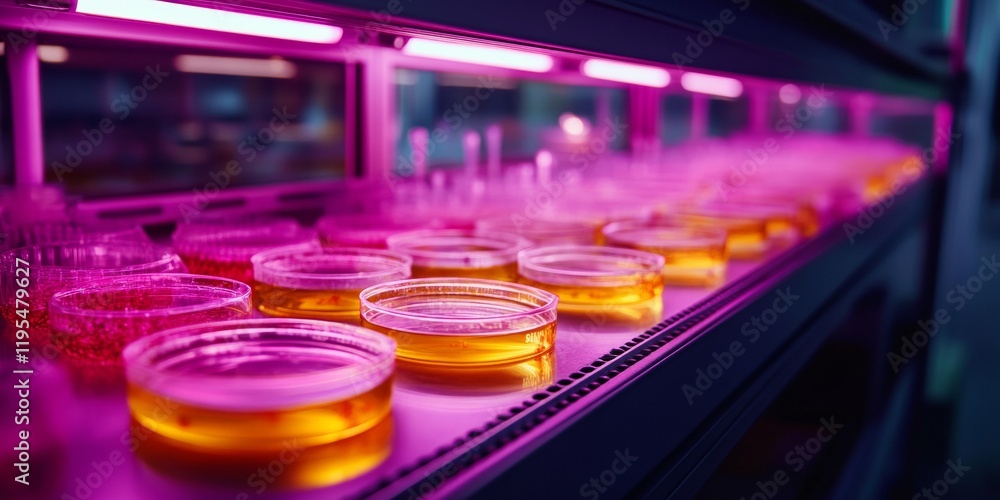 South Korean Laboratory with Illuminated Petri Dishes and Virus ...