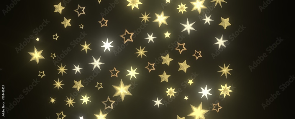 Falling Christmas Star Show: Mesmeric 3D Illustration Depicting Falling ...