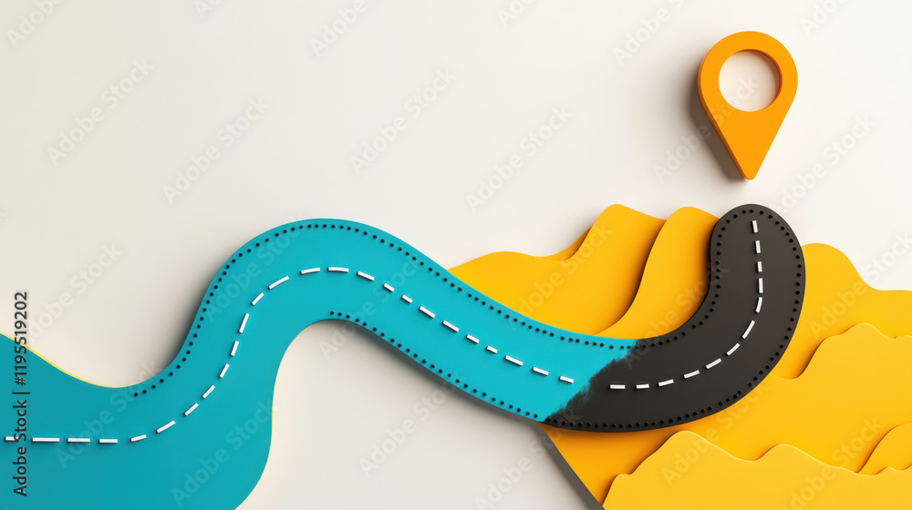 Road map, 3D, A detailed 3D roadmap illustration featuring time stamps ...