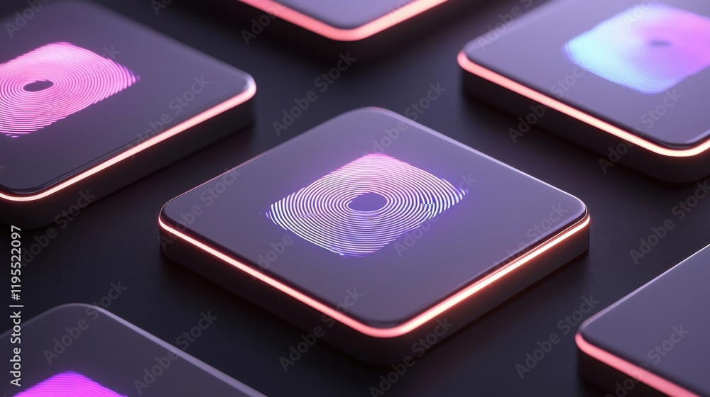 Multi-factor authentication visualized as glowing holographic layers of ...