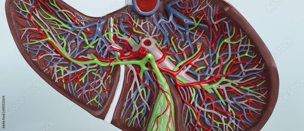 Human liver anatomy closeup. Realistic anatomy structure of liver organ ...