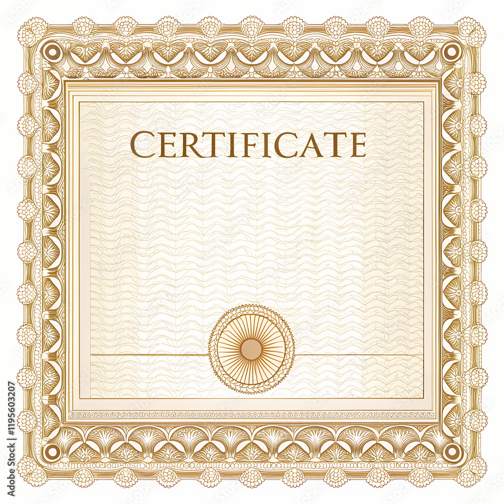 Elegant Golden Certificate Template Award Design Diploma Frame Border ...