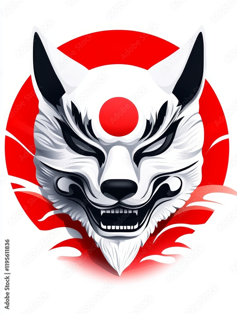 Japanese Kitsune Mask Vector Illustration - Symbolic of Japanese ...