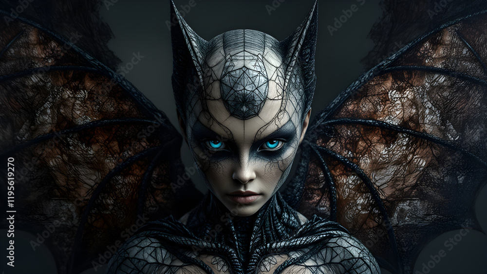 The batwoman in this digital creation exudes a perfect symmetry in her ...