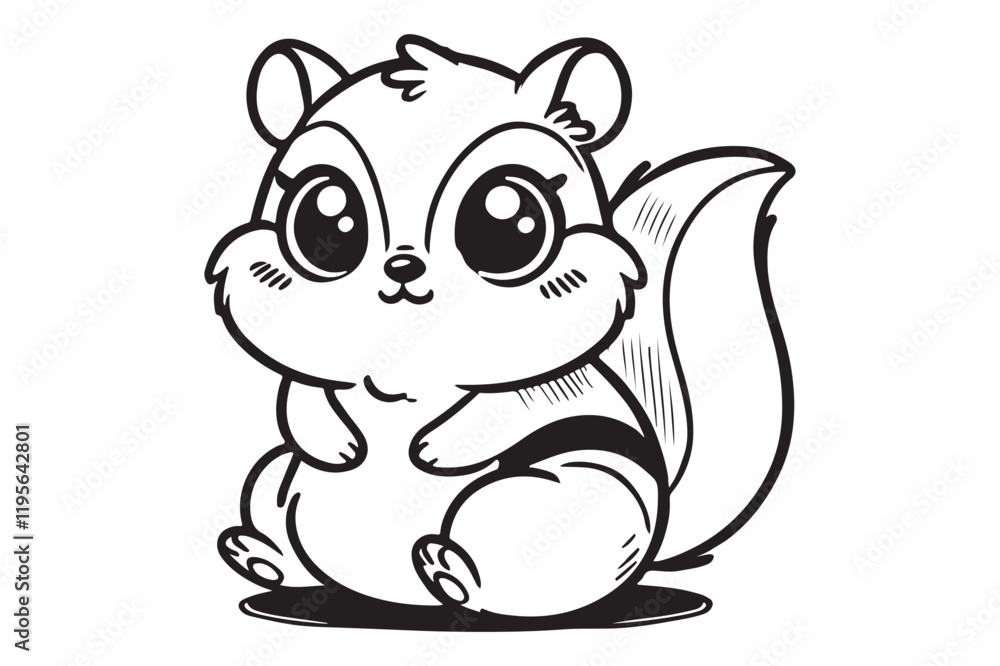 Cute cartoon chipmunk outline Stock Vector | Adobe Stock
