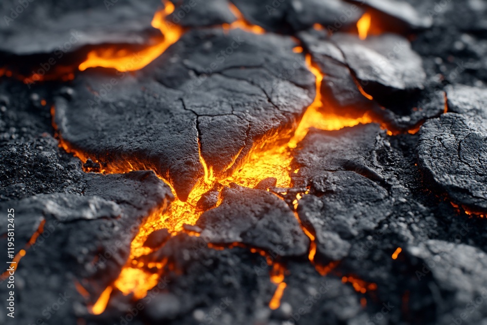 Molten lava cracks, volcanic surface, fiery texture, background heat ...