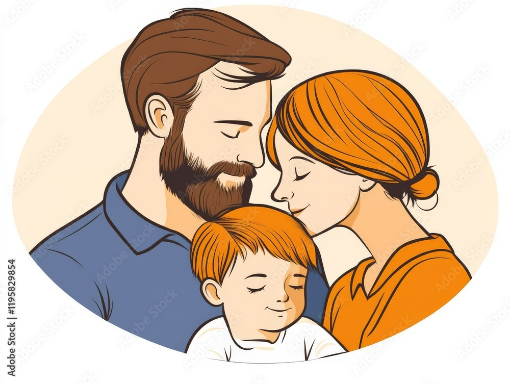 Heartwarming family moment featuring parents embracing their son in a ...