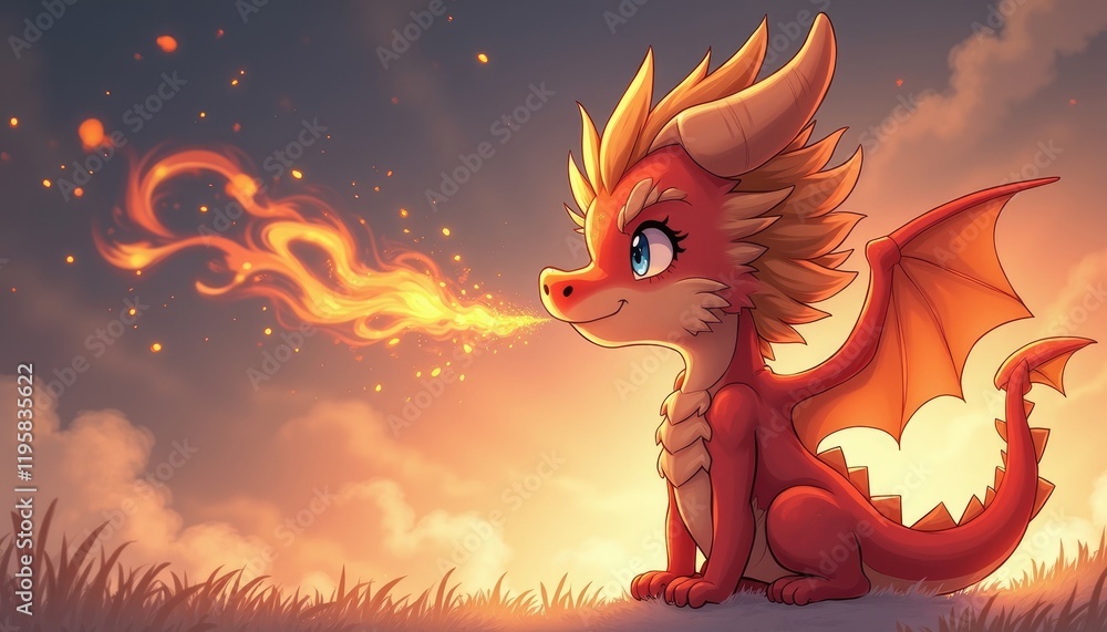 4K HD Wallpaper of Anime chibi boy with a dragon tail and wings ...