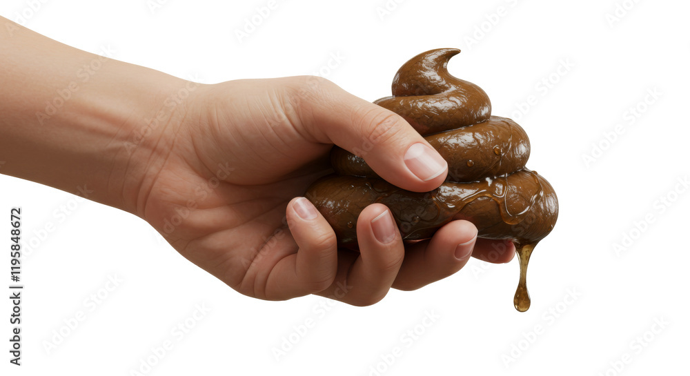 Stock-Foto „Hand & Fingers holding a piece of poop, turd fecal matter ...