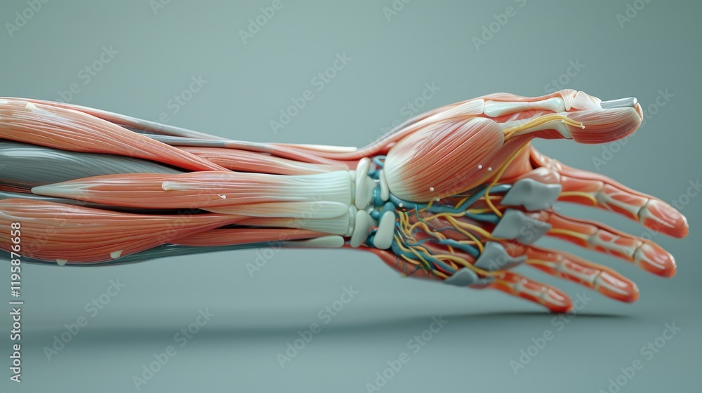 In depth cross section of human arm revealing muscular and vascular ...