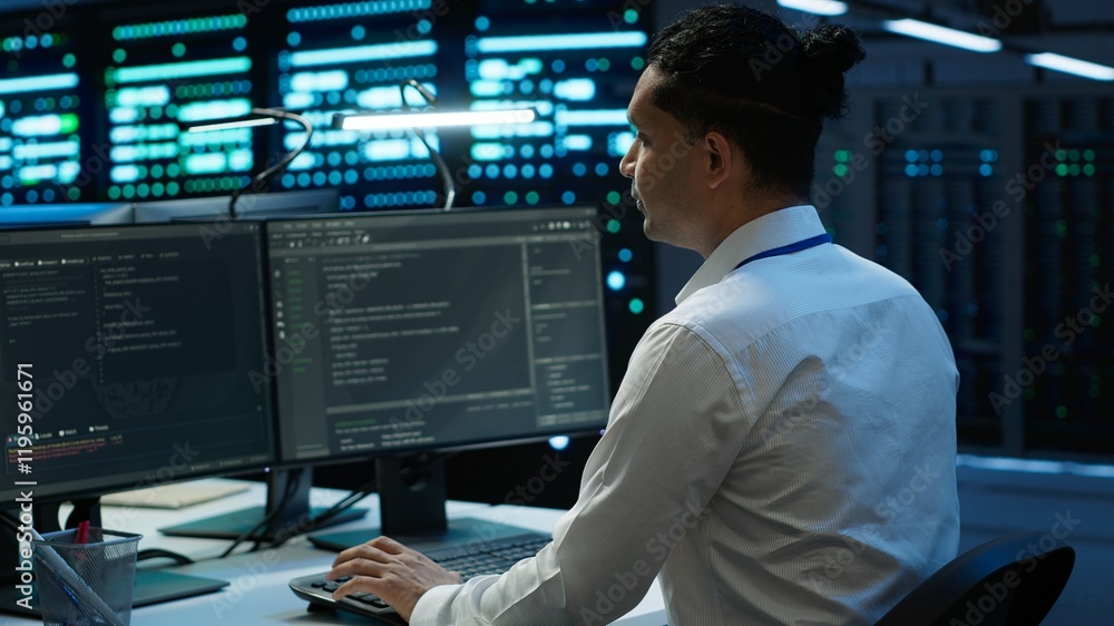 Engineer overseeing data center, making improvements and updates to ...