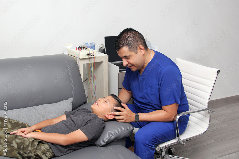 EEG electroencephalogram to record the electrical activity of the brain ...