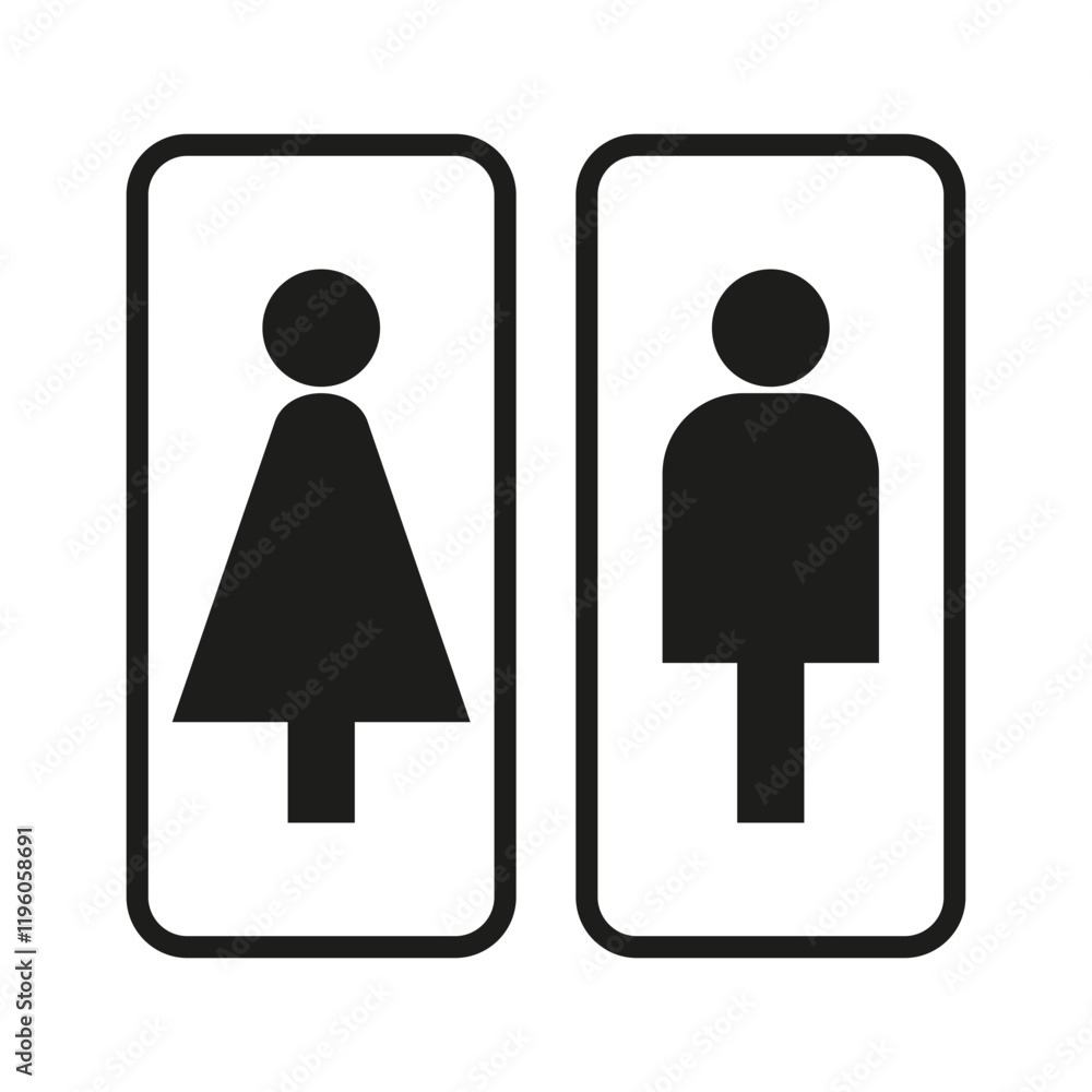 Toilet sign icons. Male and female symbols. Black minimalist figures ...