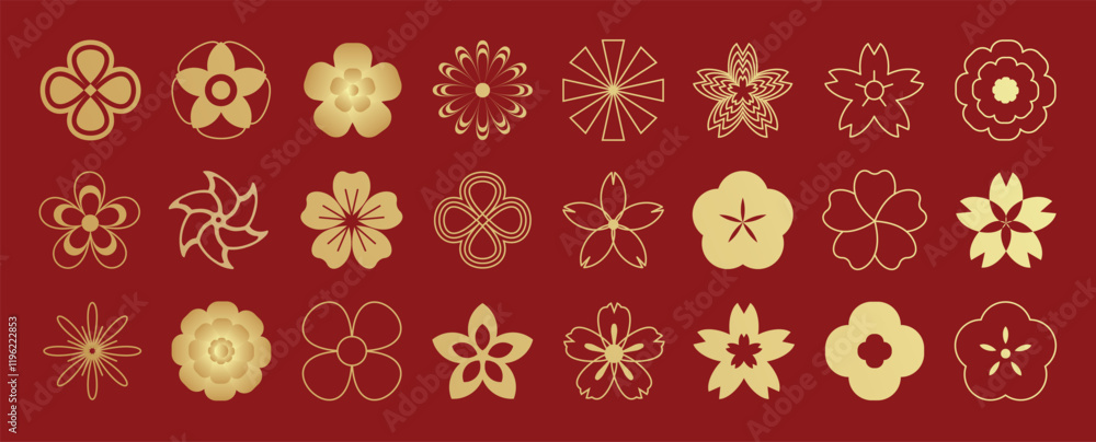 Vector de Stock Happy Chinese and Japanese New Year 2025 Icons vector ...