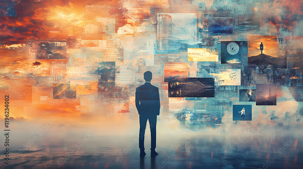 Visionary leader: abstract vision board with inspirational images and ...