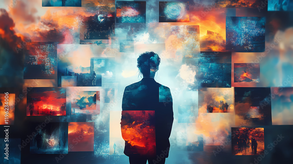 Visionary leader: abstract vision board with inspirational images and ...