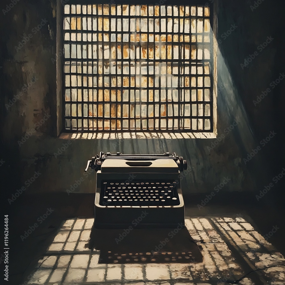 Typewriter Trapped Behind Bars A Dramatic Depiction of Press Censorship ...