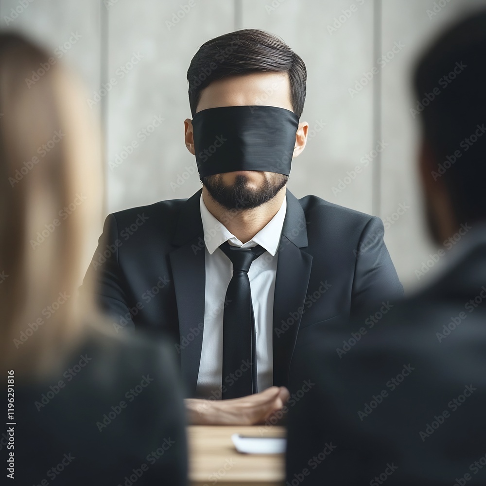 Blindfolded Job Applicant Facing Workplace Discrimination During ...