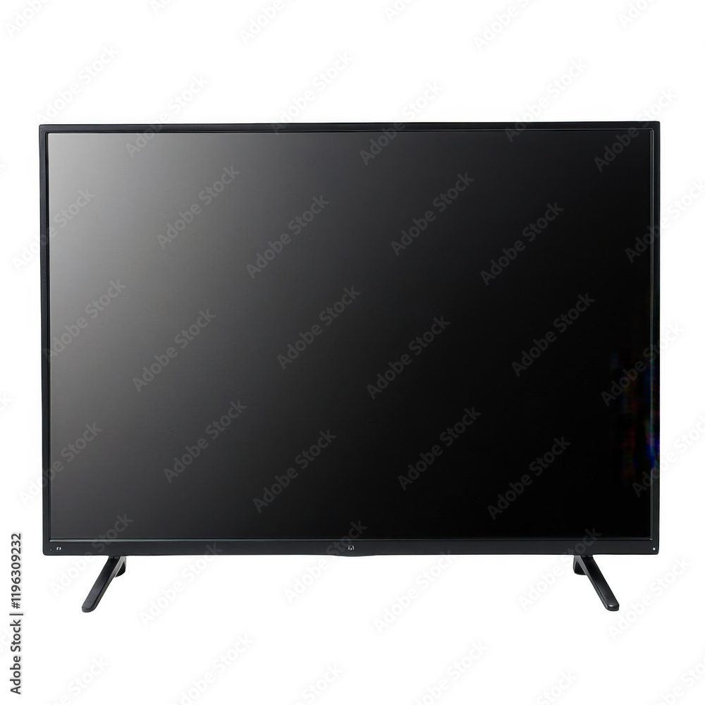 Realistic black led TV screen isolated on transparent background ...