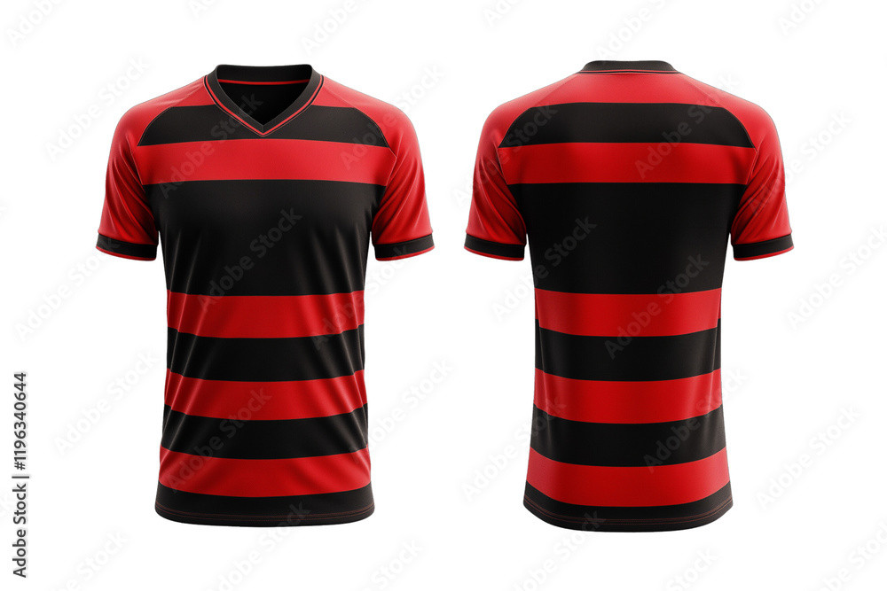 Black and red color football jersey design with a isolated on ...