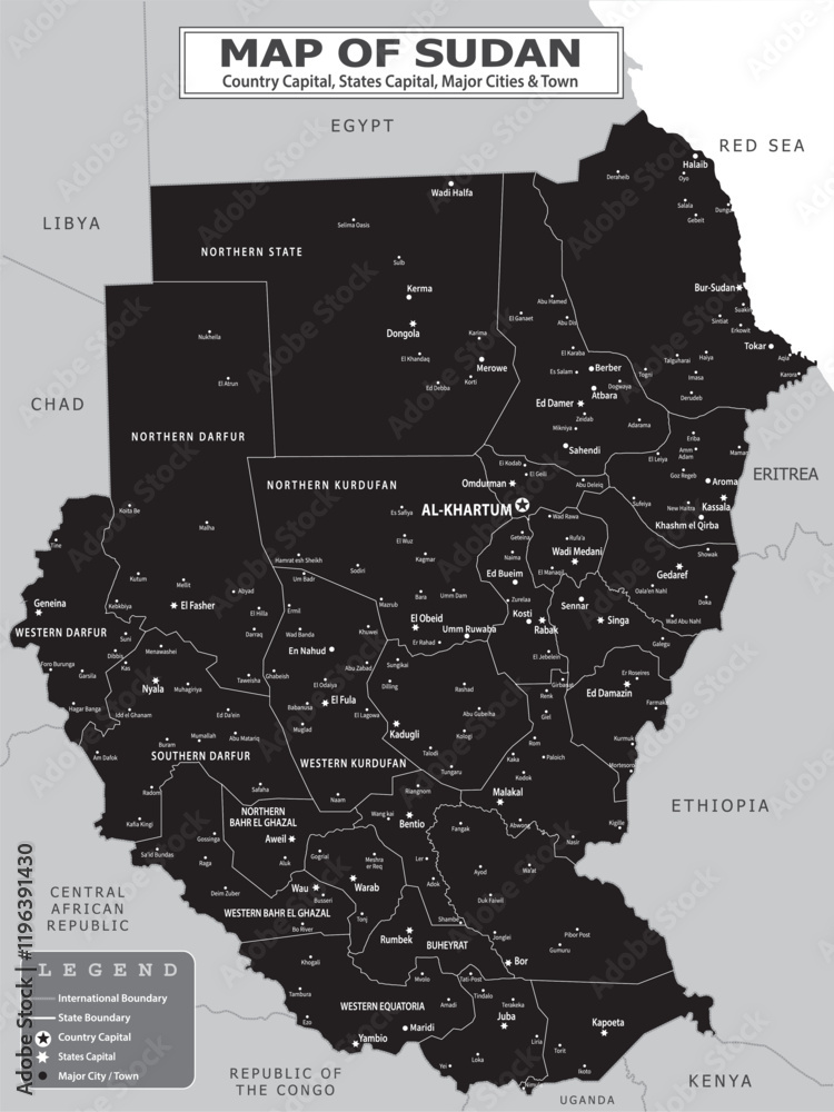African Countries Geography Political map. Political map of country ...