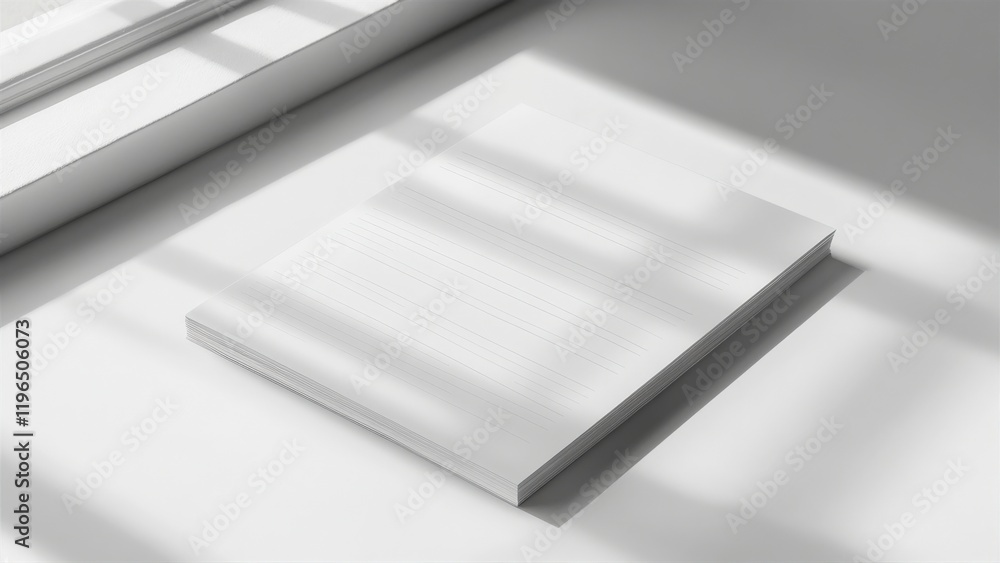 Stack of Lined White Paper in Sunlight Stock Photo | Adobe Stock