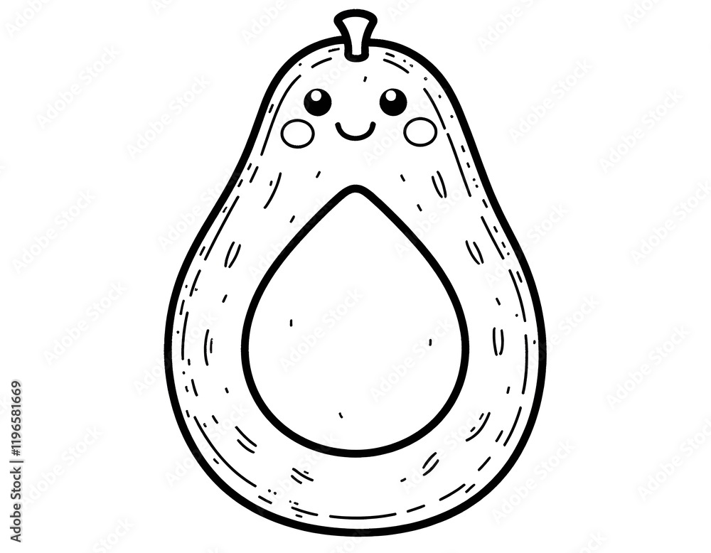 Cute Avocado Coloring Page Printable for Kids Stock Photo | Adobe Stock