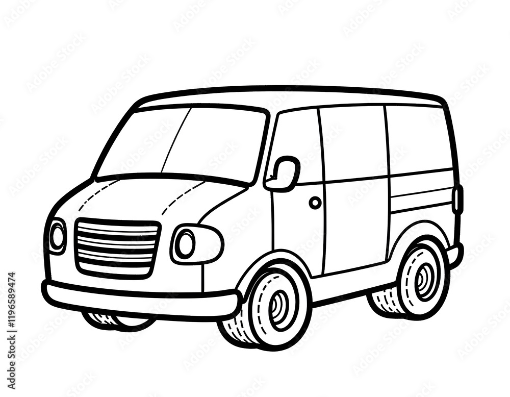 Cute Van Coloring Page for Kids Printable Stock Photo | Adobe Stock