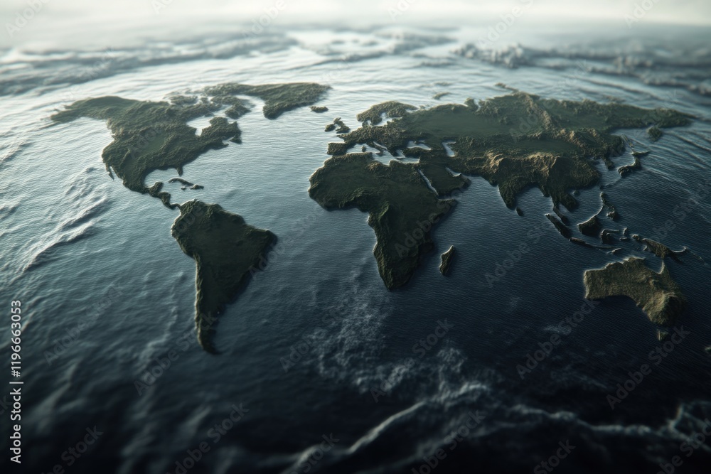 Global oceanic view artistic representation of earth's geography ...