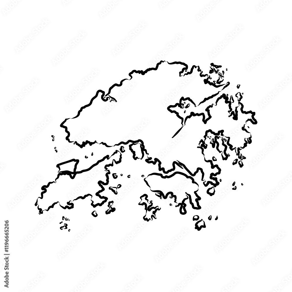 Hand drawn map of Hong Kong back school background. Vector Illustration ... Hand drawn map of Hong Kong back school background. Vector Illustration ...