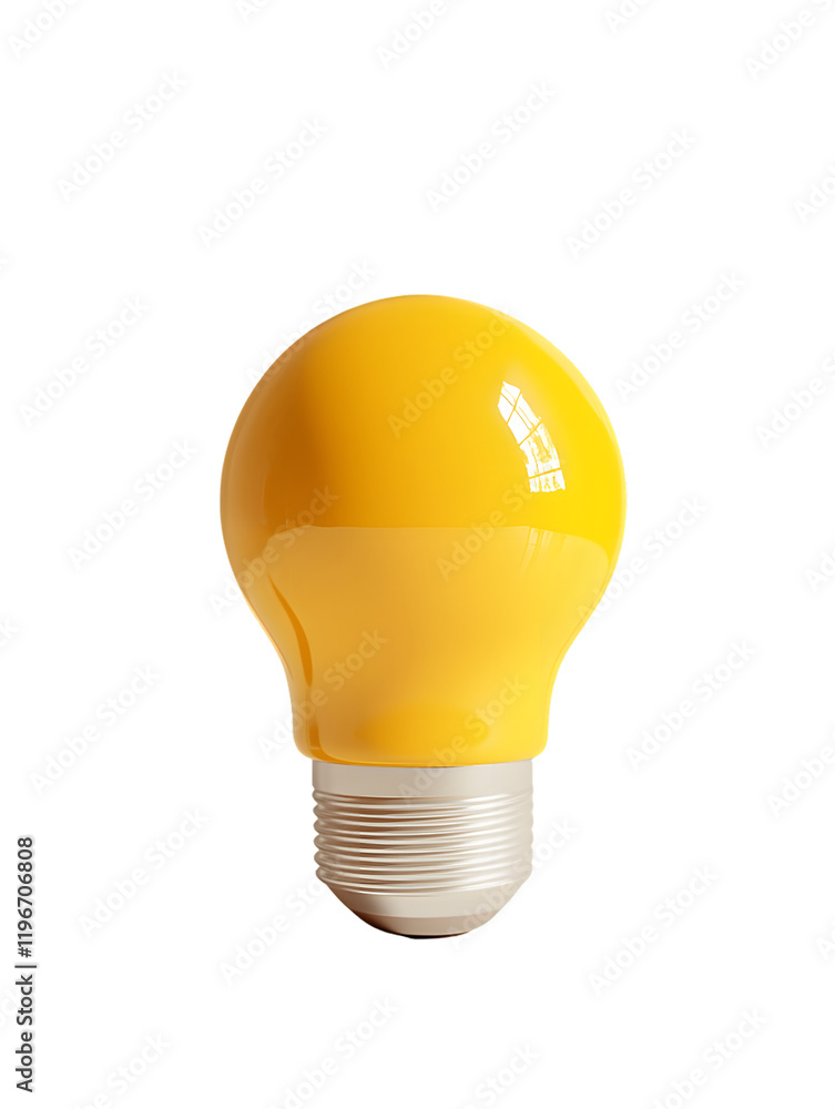 Vibrant yellow light bulb with glossy finish and standard lamp ...