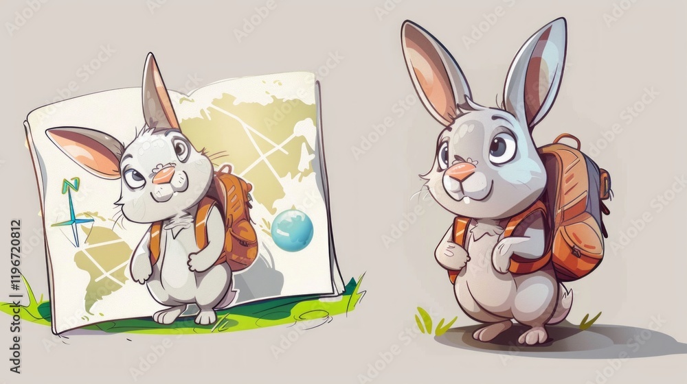 Design a vector rabbit character for a children's book, complete with a ...