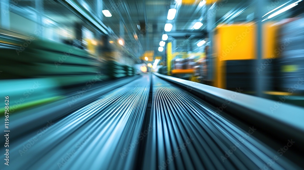 Automated conveyor belts in a factory moving products through various ...