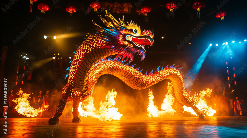 Tai Hang Fire Dragon Dance background for banner, big fire dragon on ...