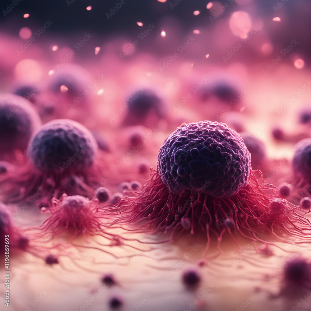 3D drawing of a cancer cell with uncontrolled cell growth and division ...